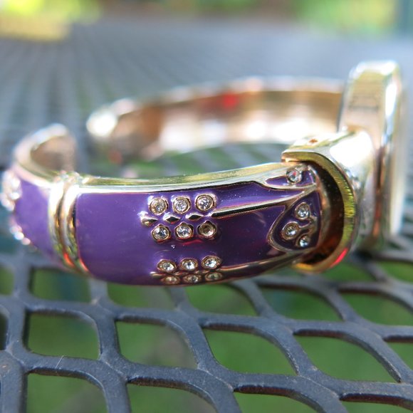 jcpenney | Accessories | Purple Gold Crystals Hinged Bangle Watch ...